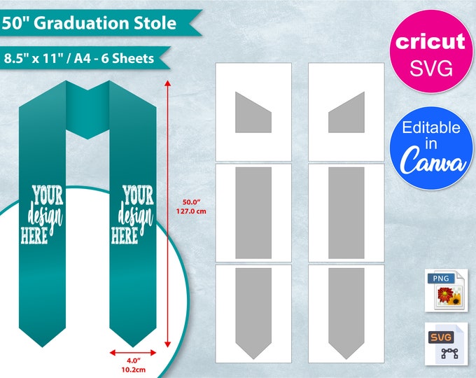 50 Inch Graduation Stole Blank Template, 50 Convocation Stole ...