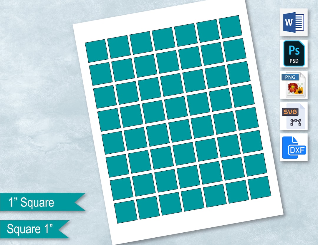 1 Inch Square Blank Template, 25 Mm Square Sticker Collage, 1 ...