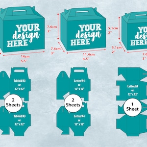 Bundle Rectangle Gable Box Templates, 6 Sizes Gable Gift Box Templates ...