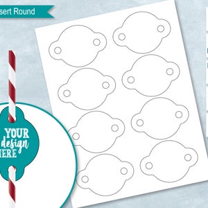 Rounded Straw Tag Insert Template, DIY Blank Custom Straw Tag ...