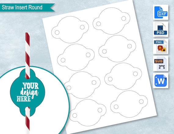 Rounded Straw Tag Insert Template DIY Blank Custom Straw Tag - Etsy