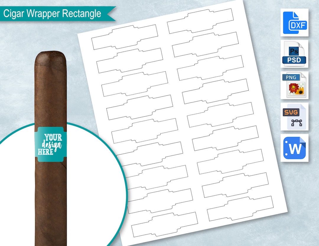 Rectangle Cigar Wrapper, Band, Label, Sticker, Blank Template, DIY ...