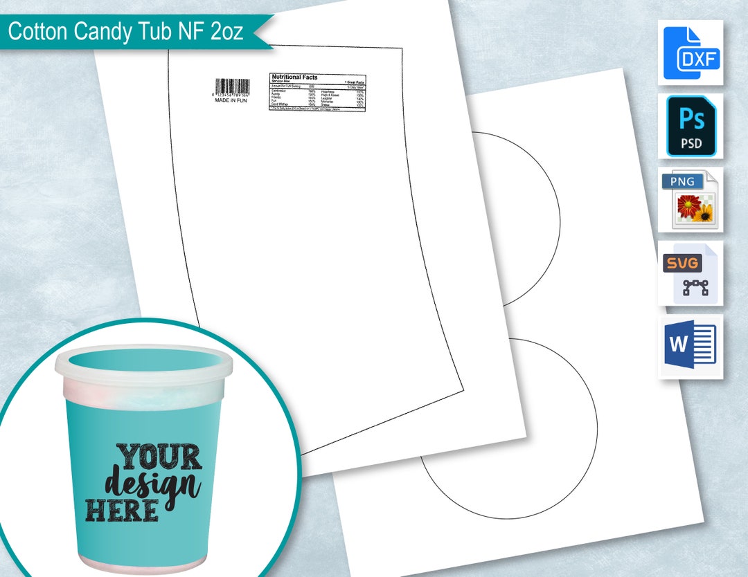 Cotton Candy 2oz 60g Blank Wrapper Template With Nutritional Facts ...