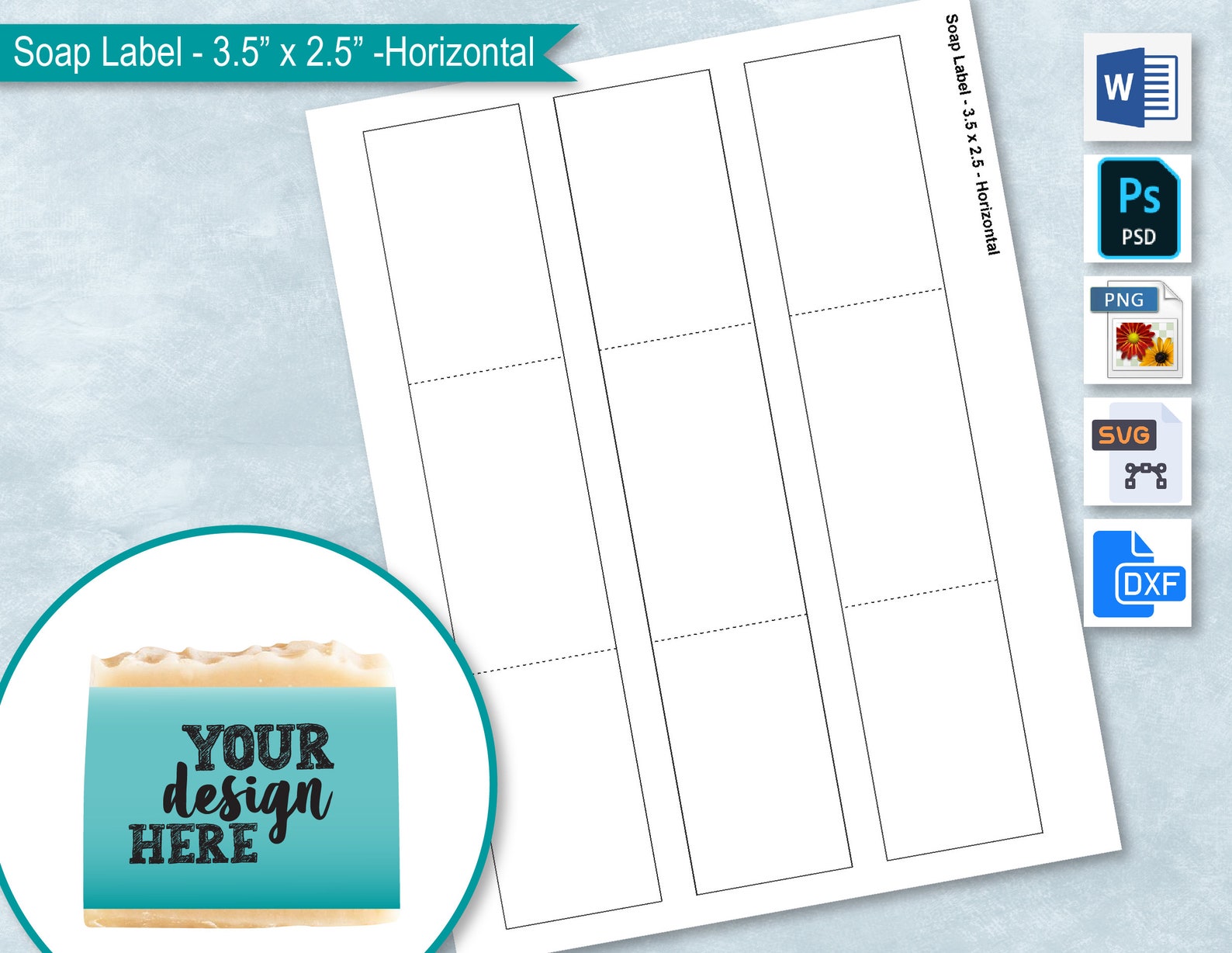 Soap Bar Wrapper Template 4.0" X 2.5" Horizontal, Soap Blank Label ...