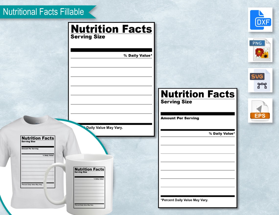 Blank Fillable Nutrition Facts, Editable Nutritional Fact Label ...