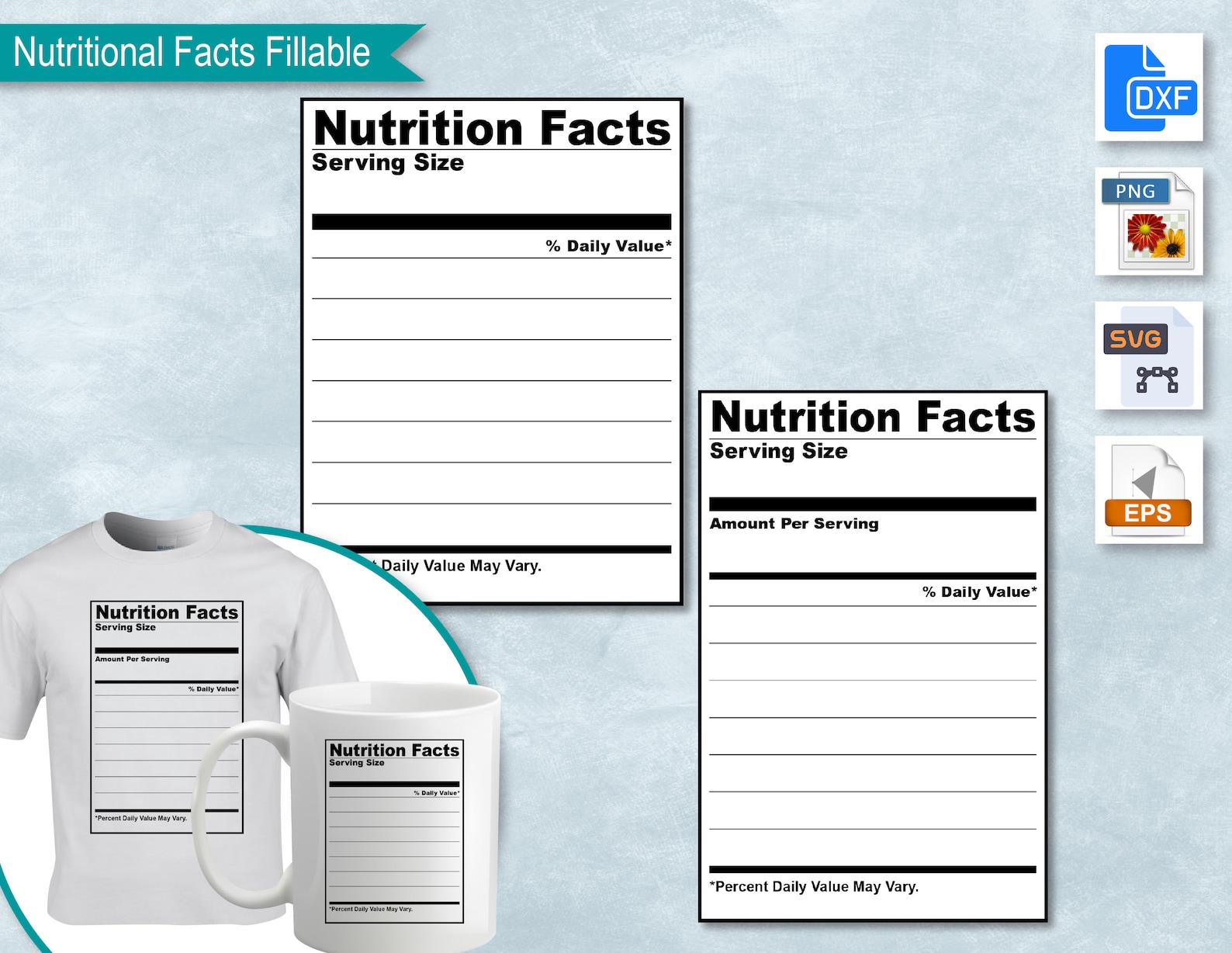 Blank Fillable Nutrition Facts, Editable Nutritional Fact Label ...