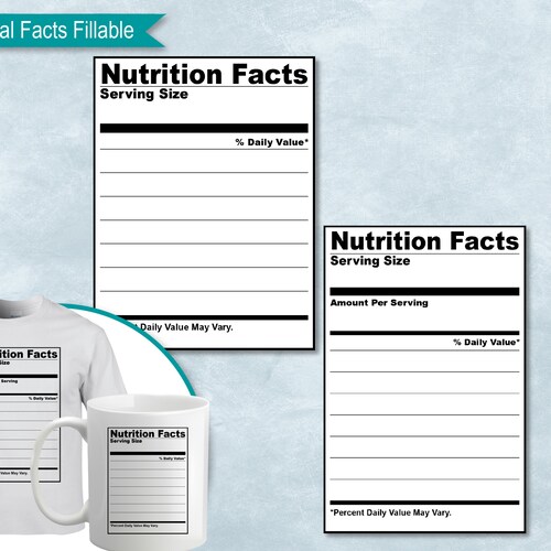 Blank Fillable Nutrition Facts Editable Nutritional Fact - Etsy