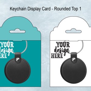 Rounded Top 1 Wide Keychain Display Card Blank Template, Sublimation ...