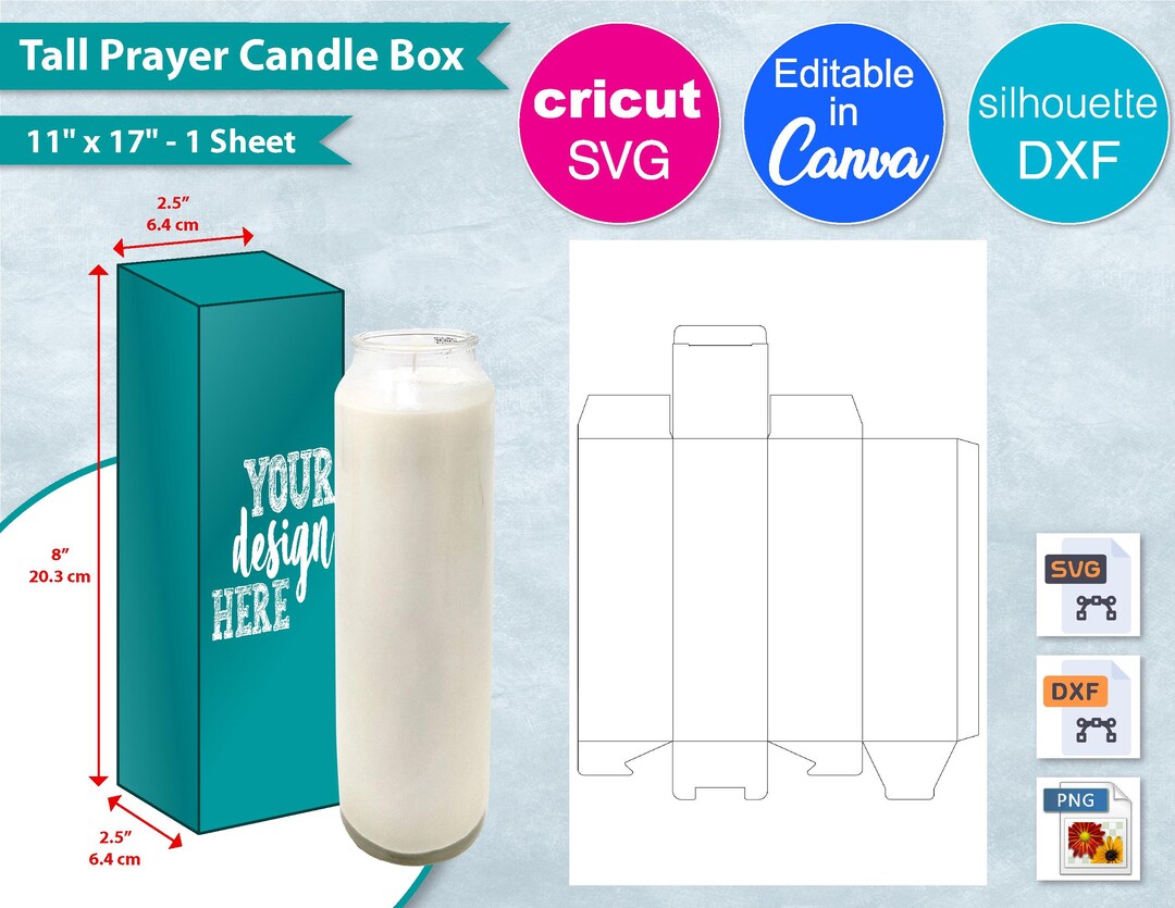 2.5" Tall Candle Gift Box Template, 11"x17" Sheet, Candle Box, DIY Gift ...