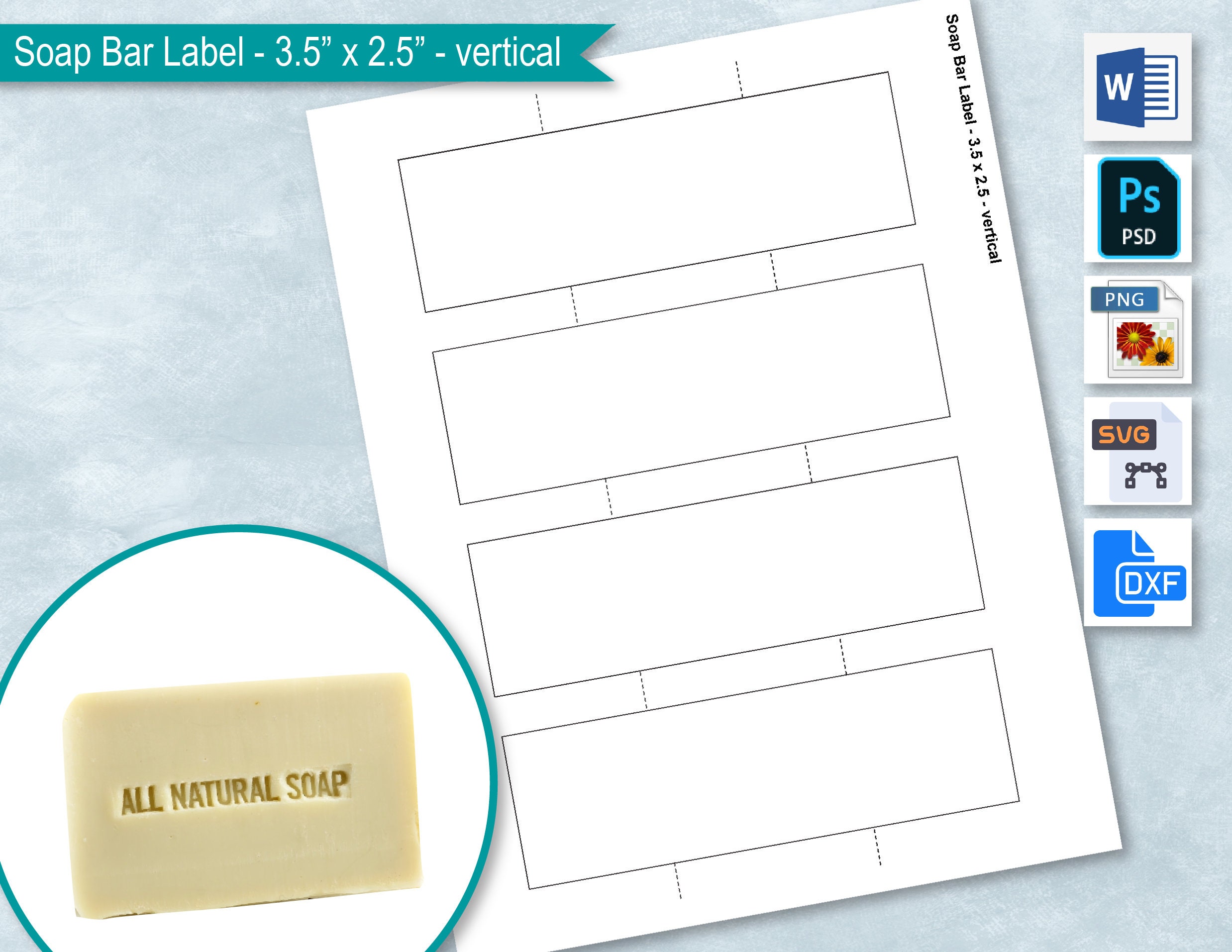 Soap Bar Wrapper Template 3.5" X 2.5" Vertical, Bar Soap Blank Label ...