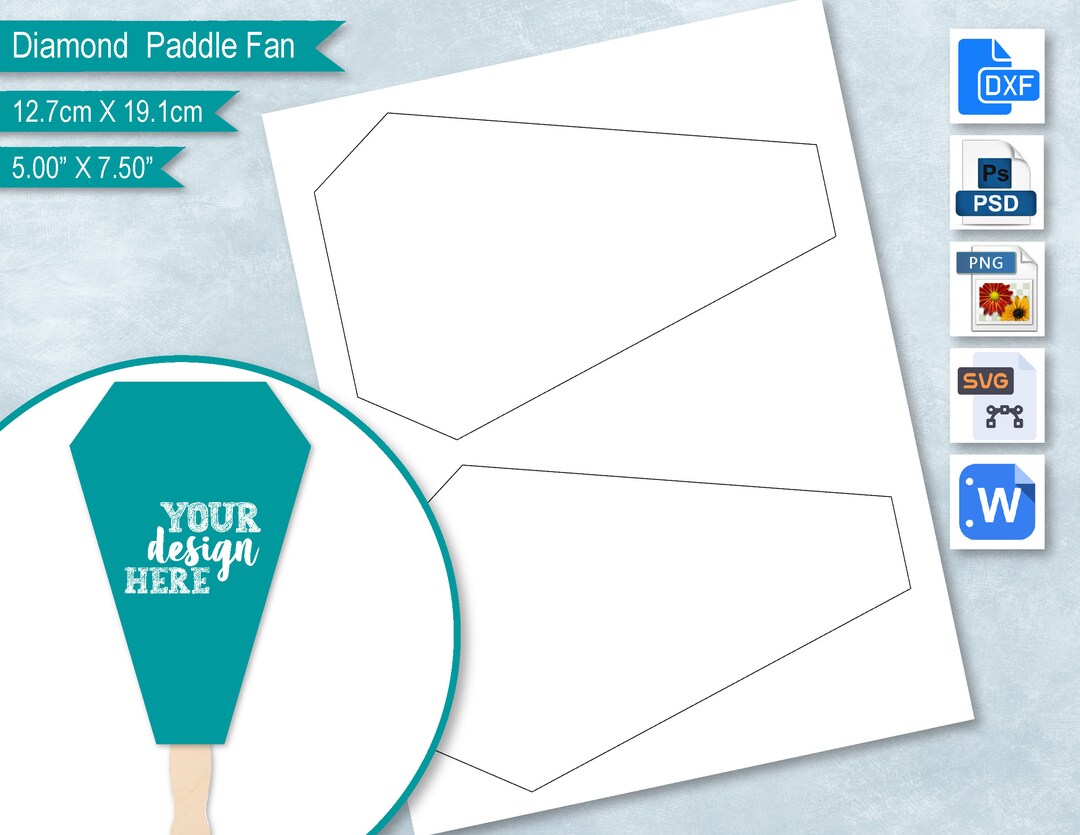 Diamond Shape Paddle Fan Blank Template, Church Wedding Program, DIY ...