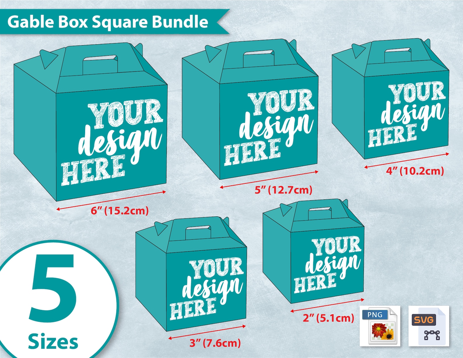 Bundle Square Gable Box Templates 5 Sizes Gable Gift Box - Etsy