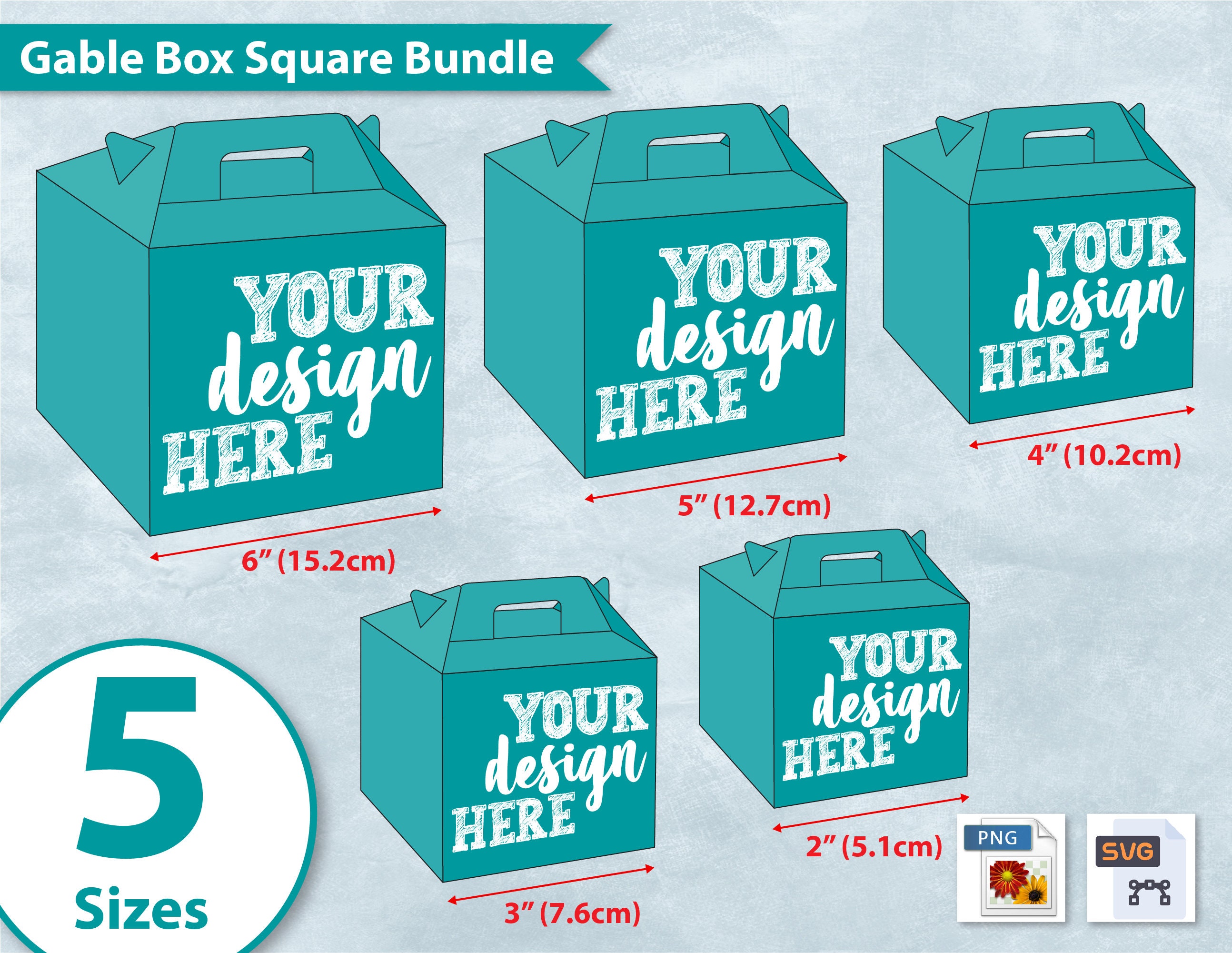 Bundle Square Gable Box Templates, 5 Sizes Gable Gift Box Templates ...