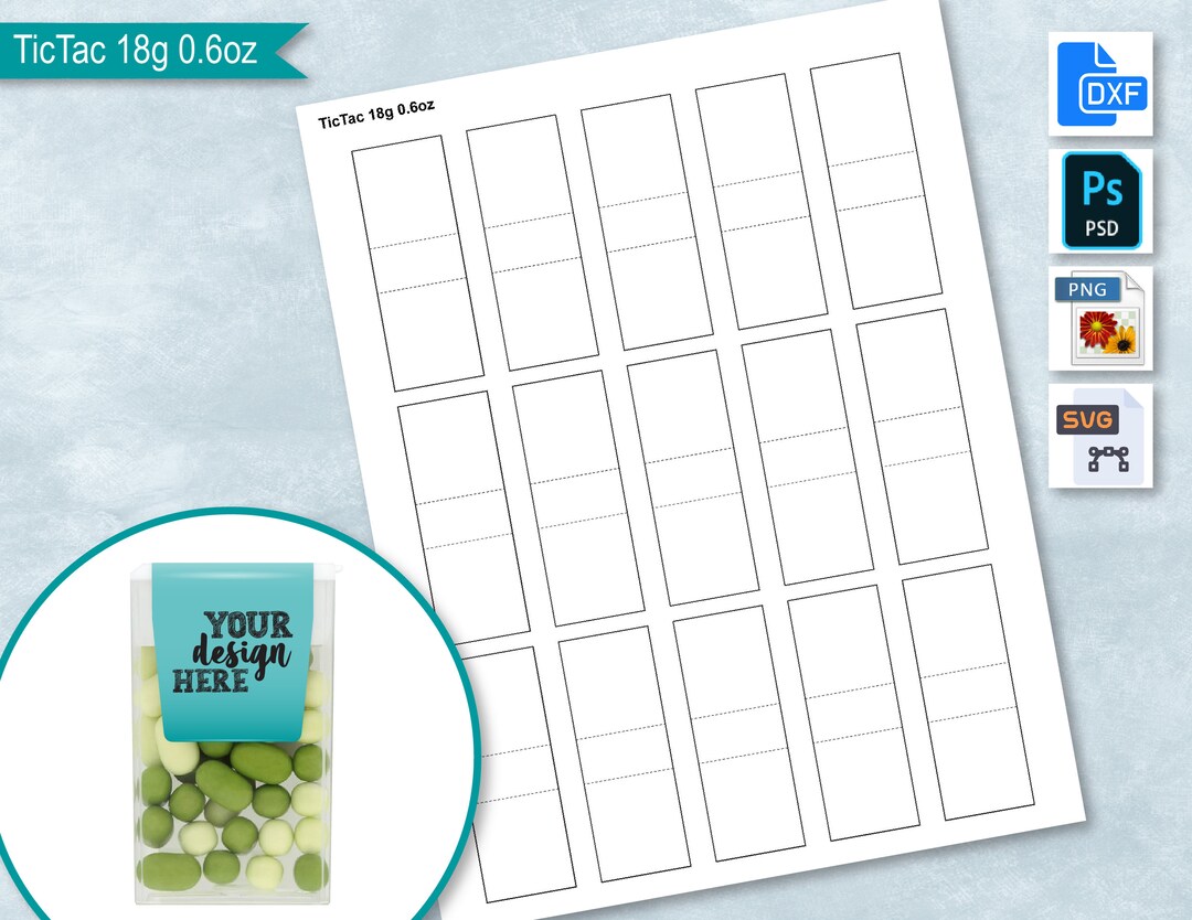 Mint Box 0.6oz 18g Blank Wrapper Template, Tictac Sticker Label, Create ...