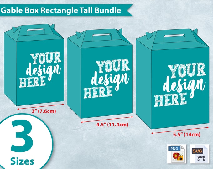 Bundle Rectangle Tall Gable Box Templates, 3 Sizes Gable Gift Box ...