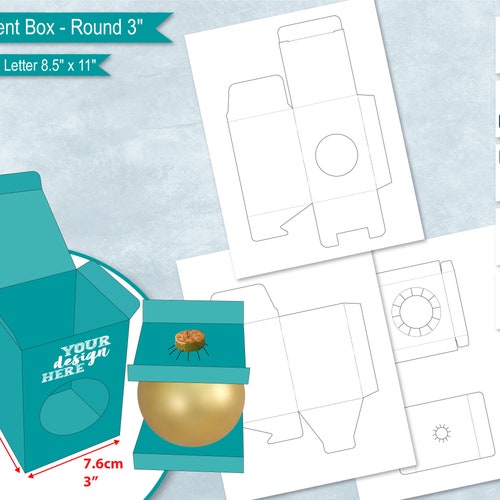 3 Round Ornament Box Template Ornament Gift Box - Etsy