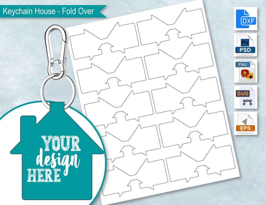 House Keychain Fob Sublimation , Home Key Chain No Sew Template ...