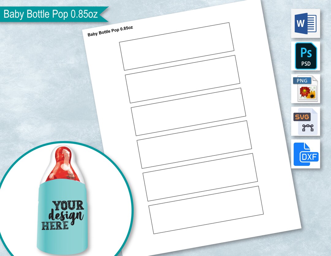 Baby Bottle 0.85oz 24g Wrapper Template, Baby Bottle Sticker Label ...