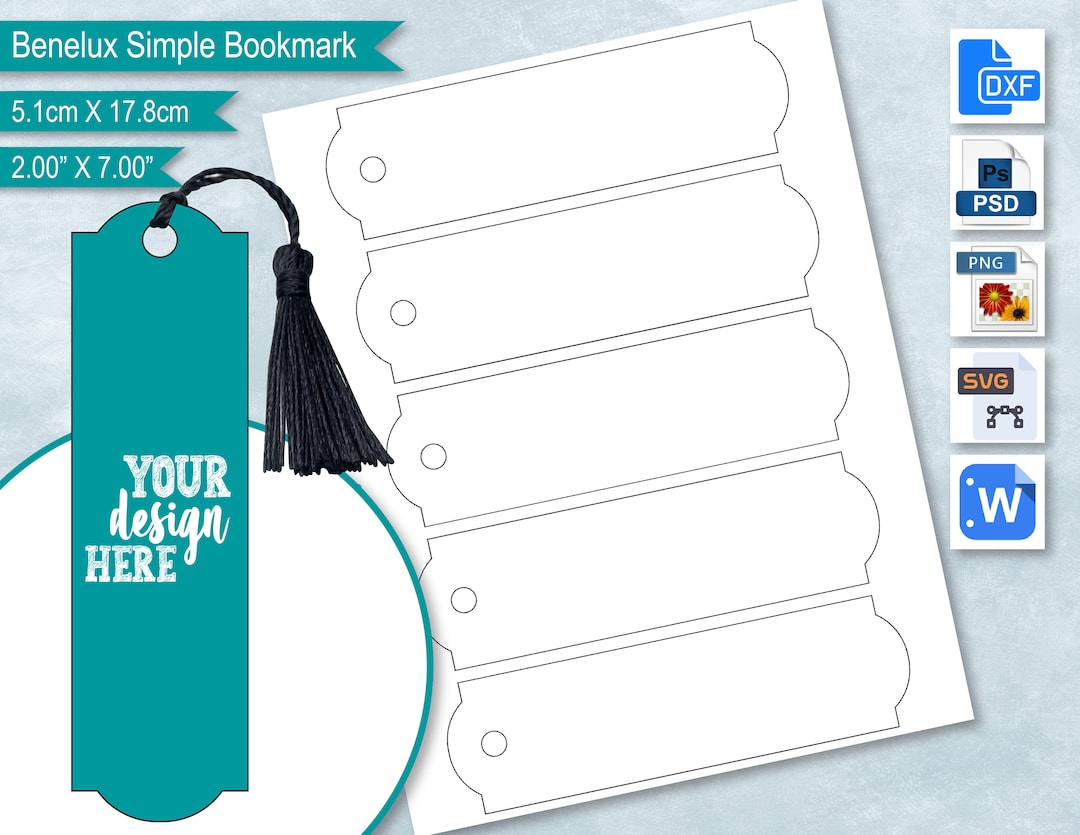 Benelux Simple Rectangular Bookmark Blank Template, DIY Create Your Own ...