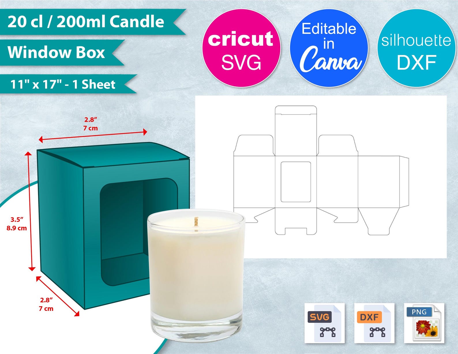 200 Ml Candle Window Gift Box Template, 11"x17" Sheet, 20 Cl Candle Box ...