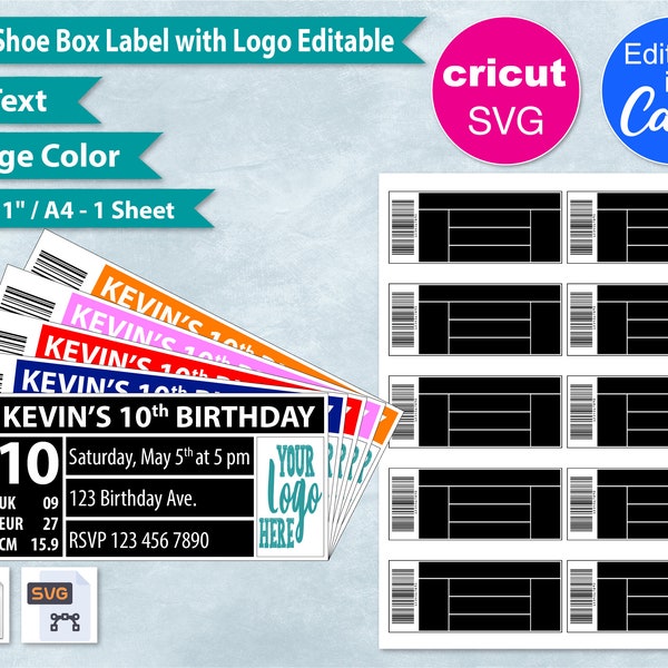 Custom Shoe Box Label Template - Etsy