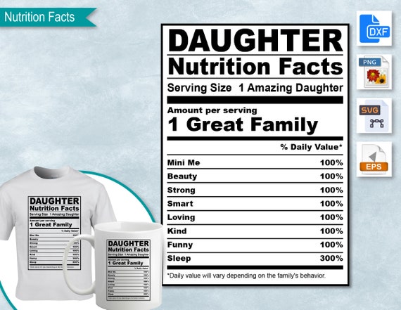 Daughter Nutrition Facts SVG Nutritional Fact Label Template - Etsy
