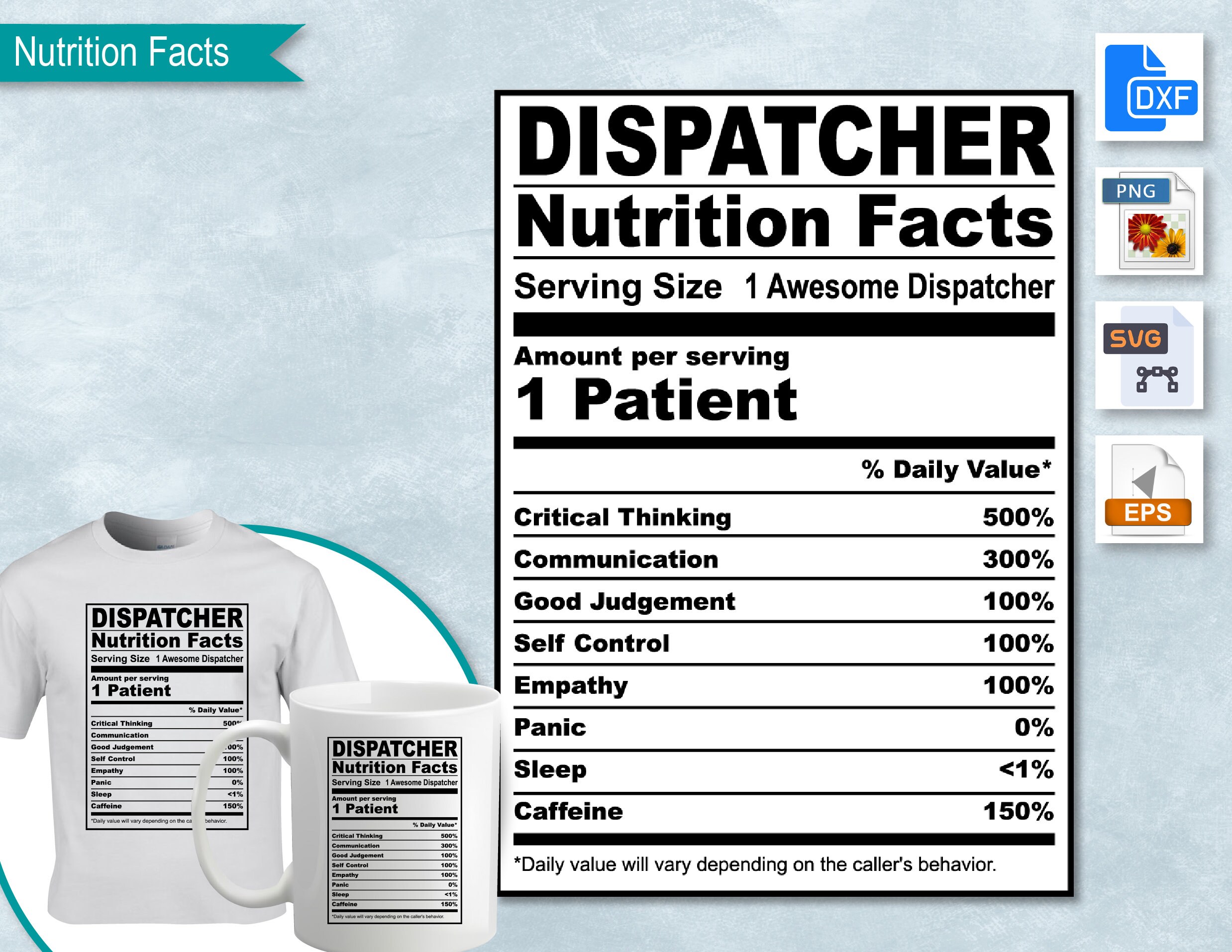 Dispatcher Nutrition Facts Svg Nutritional Fact Label - Etsy