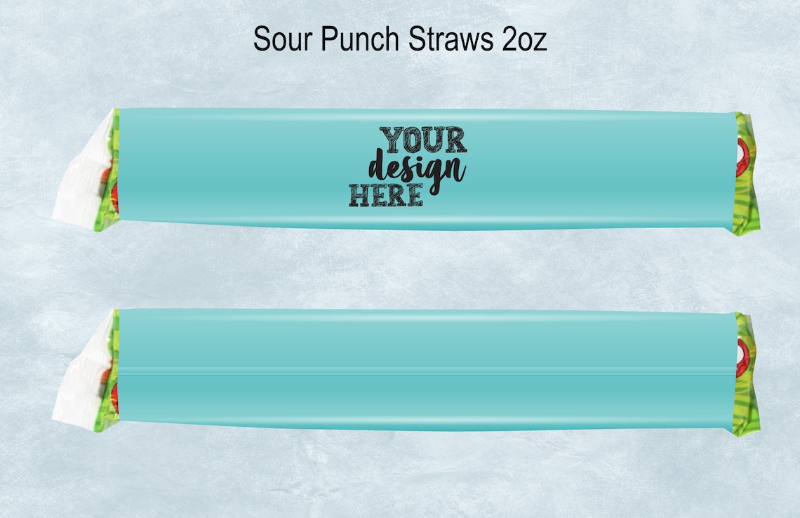 Sour Straws Candy 2oz 57g Blank Wrapper Template, Sticker Label, Create ...