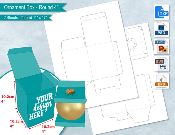 4 Round Ornament Box Template 11x17 Sheet - Etsy Canada