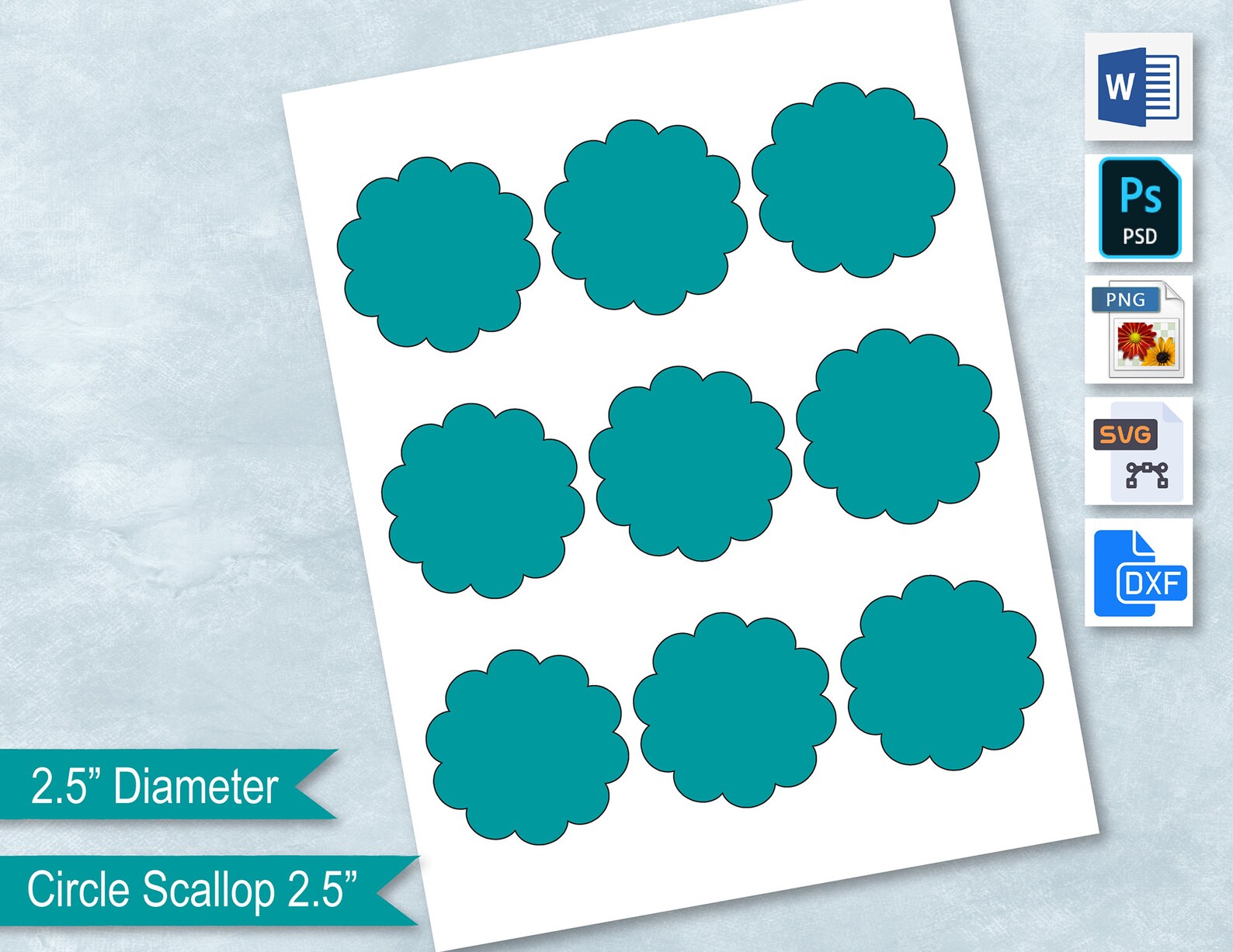 2.5 Inch Circle Scallop Blank Template 63 Mm Round Scallop - Etsy