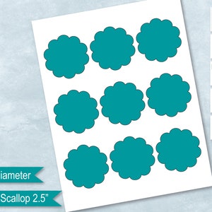 2.5 Inch Circle Scallop Blank Template, 63 Mm Round Scallop Sticker ...