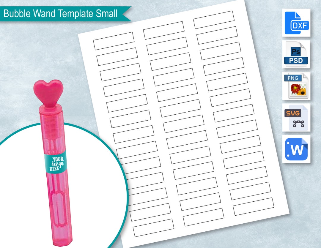 Small Bubble Bottle Blank Label Template, Mini Wedding Bubble Bottle ...