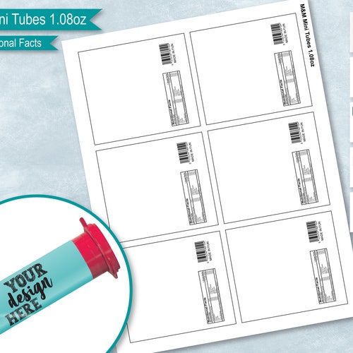 M&m's 1.74oz 49.3g Blank Wrapper Template With Nutritional - Etsy