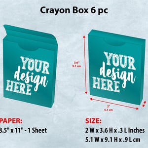 6 Crayon Treat Box Template, 8.5"x11" Sheet, Fits 6 Crayons, Custom ...