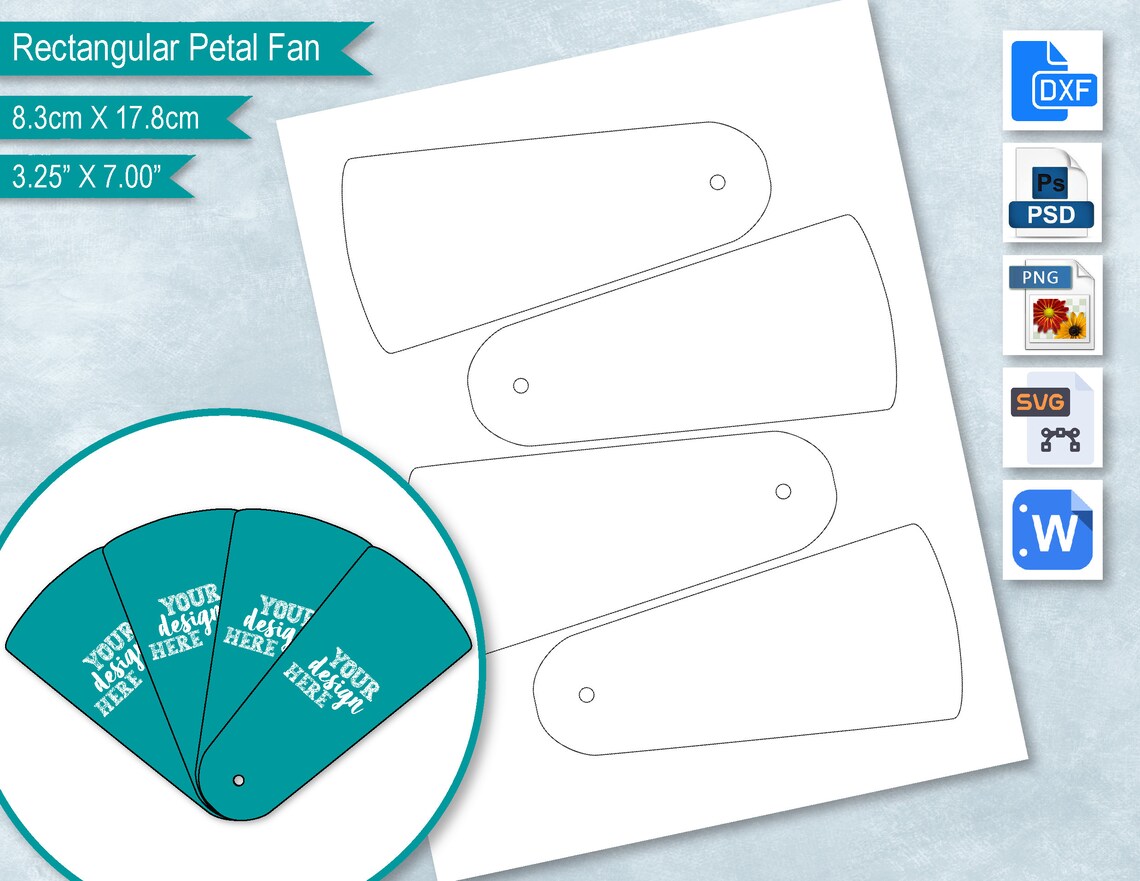 Rectangular Petal Fan Blank Template Paddle Fan Church | Etsy