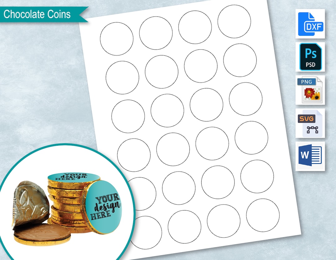 Chocolate Coin Blank Template, Round Sticker Collage, Coin Multipurpose ...