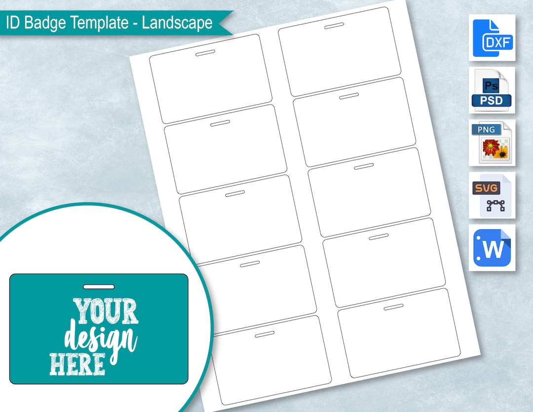 ID Badge Landscape Blank Template, Badge Card Sublimation, DIY Badge ...