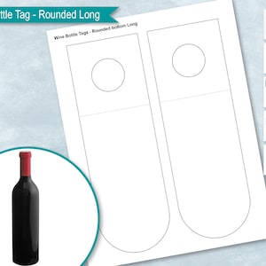 Wine Bottle Long Round Gift Tag Template, Wine Bottle Label, Create ...