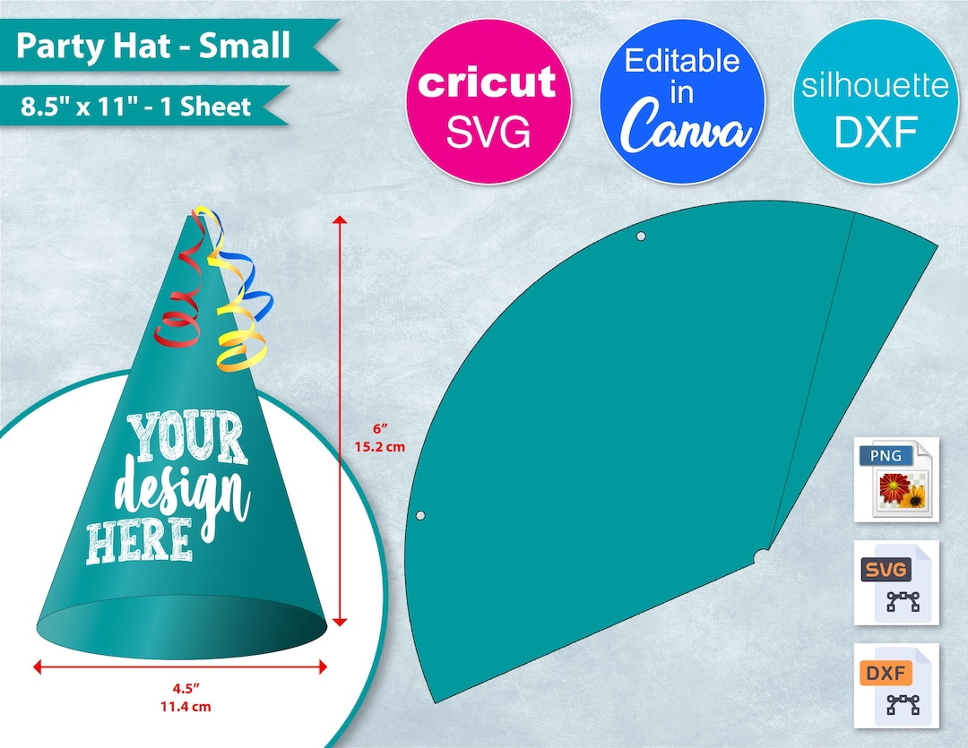 Party Hat Small Blank Template, Custom Paper Birthday Hat, 8.5" X 11 ...