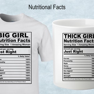 Big Girl, Thick Girl Nutrition Facts, Big Girl SVG Nutritional Fact ...