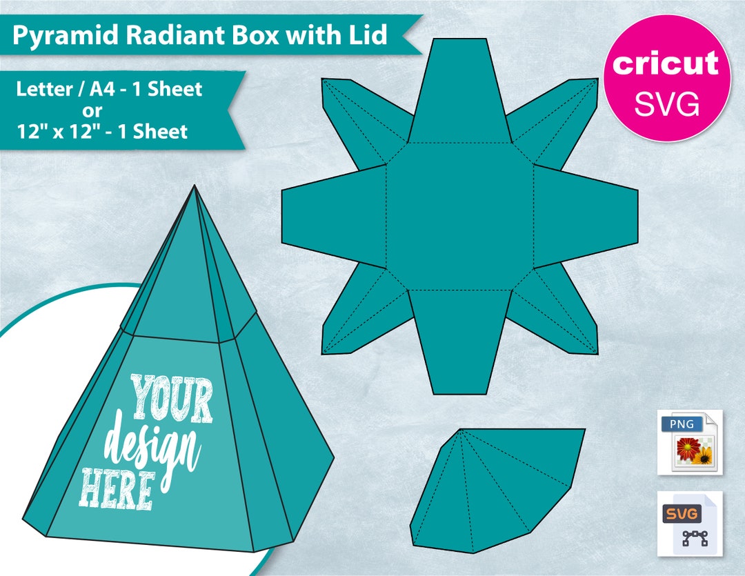 Pyramid Radiant Favor Gift Box, 8.5"x11" Sheet Printable, Pyramid Favor ...