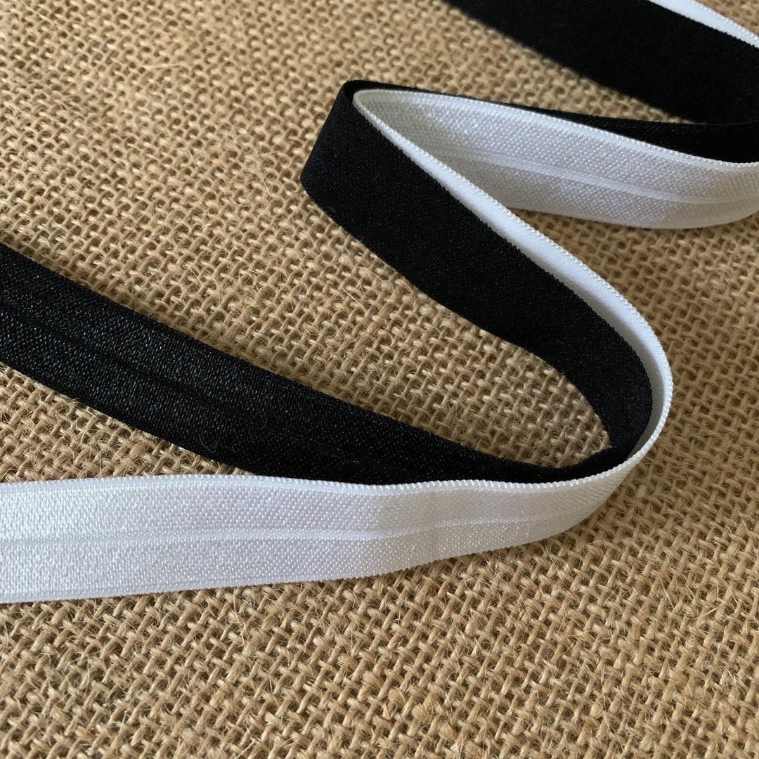 5/8" White or Black Fold Over Elastic Cord Stretch Face Mask Headband ...