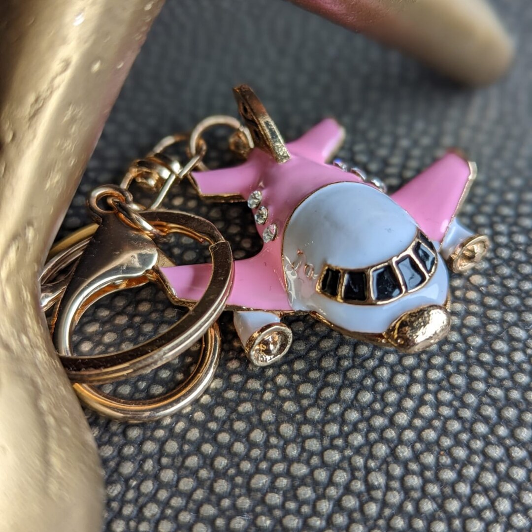 Pink Airplane Keychain Accessory & Luggage Bag Travel Charm - Etsy