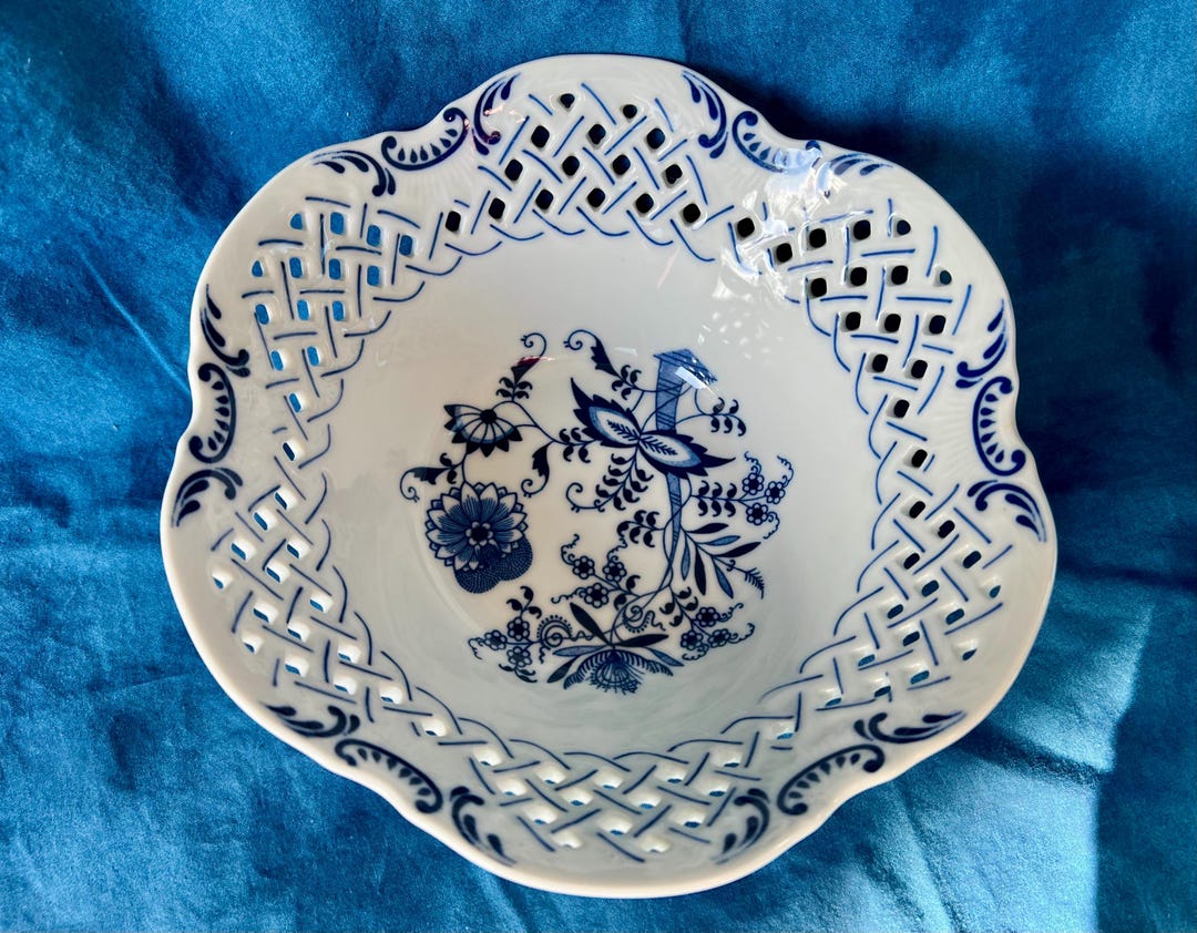 Classic Vintage Blue Danube Unique Pierced Fruit Bowl - Etsy