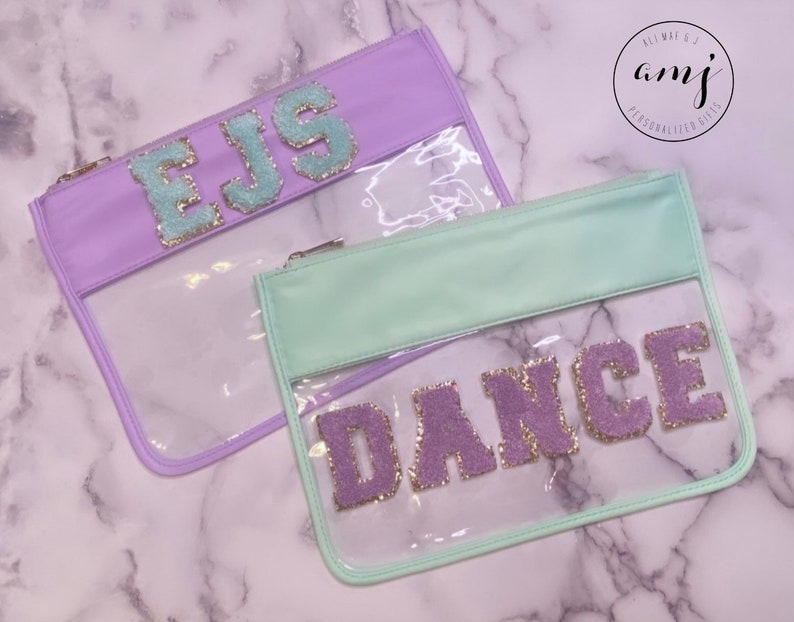 Nylon Clear Pouch Patches Varsity Letter Cosmetic Bag - Etsy