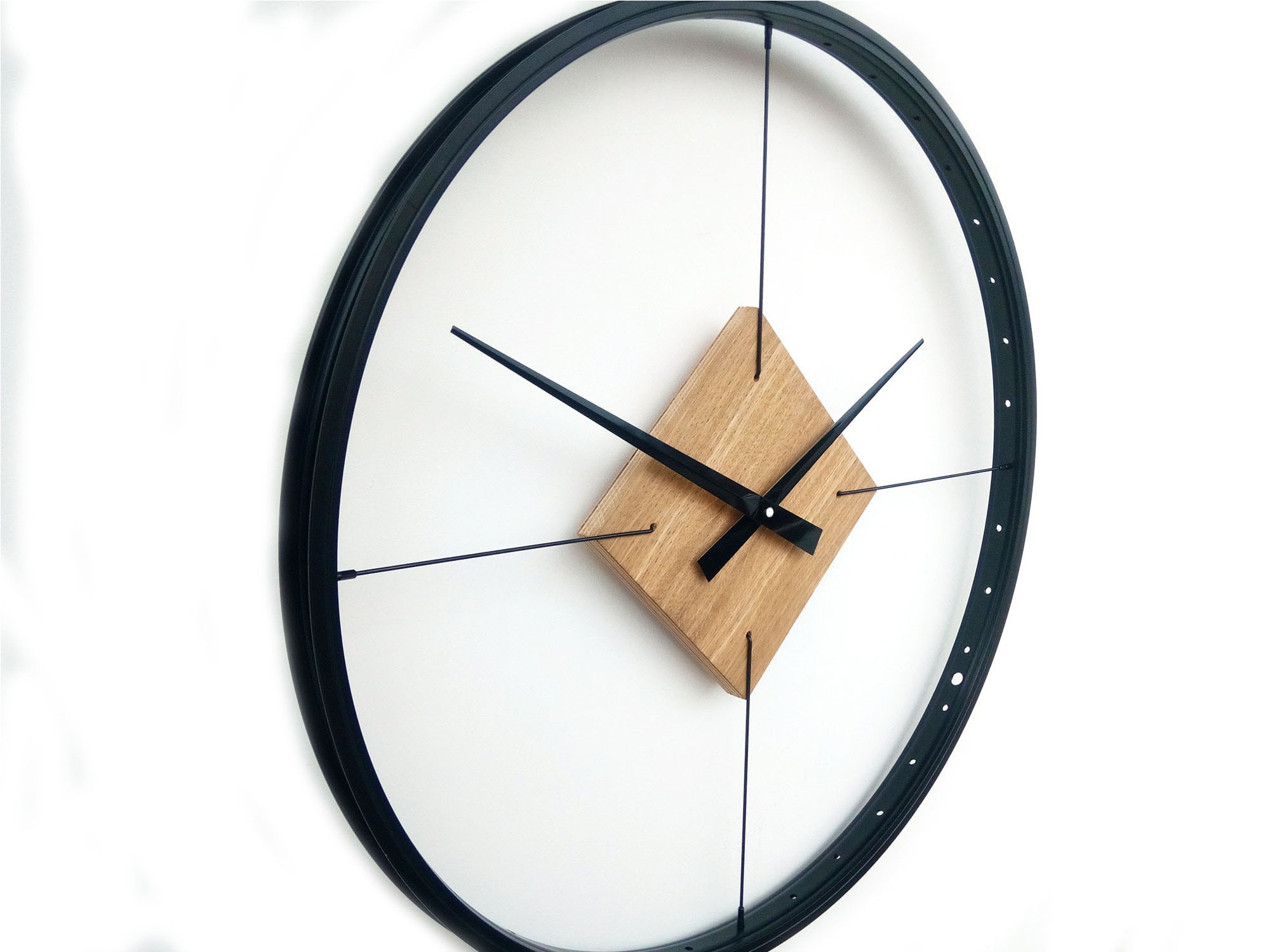 Square Wall Clock With 20 Inch Unique Black Aluminum Frame, Original ...