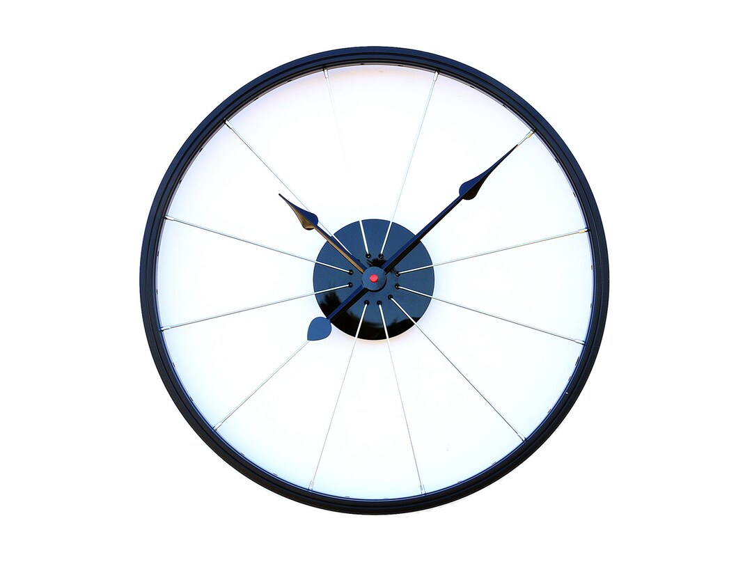 Wall Clock Black Acrylic Max Made of Bicycle Rims and Spokes, Bicycle ...