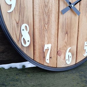 Rustic Wood Wall Clock Combined With Bicycle Wheel, Metal, Unique Gift ...
