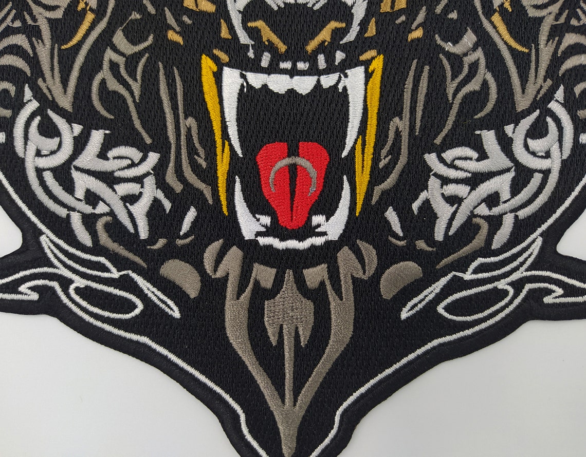 Viking Wolf With Odin Valknut Large Embroidered Motorcycle - Etsy