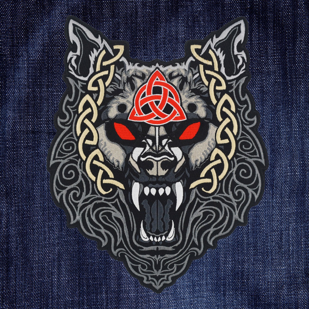 Viking Wolf With Celtic Triquetra Symbol Large Embroidered Back Patch ...
